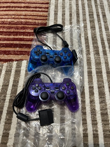 Controller for PlayStation PS2 Wired Blue & Purple Translucent 2 pack ...