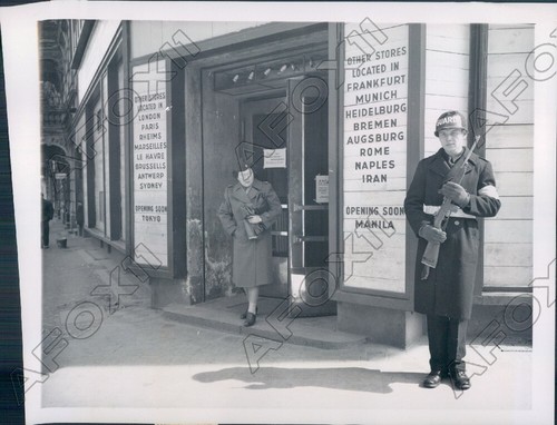 1945 German Civilian Officer Guards Quartermaster Store In Berlin Press ...