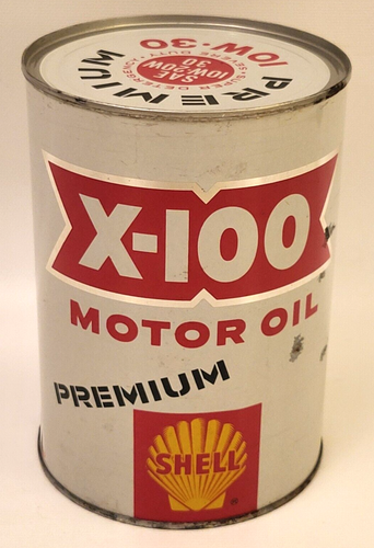 Vintage Shell X-100 Premium Motor Oil Steel-Sided Full Sealed 1-Qt. Can ...