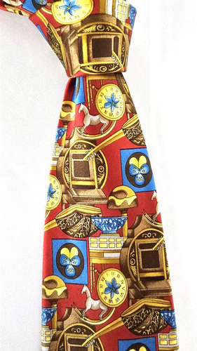 LEONARD Paris Silk Luxury Tie Multicolor Clocks Floral Toys PRISTINE ...