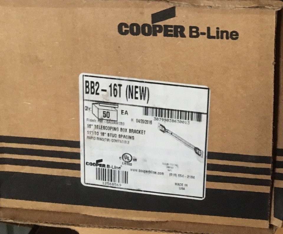 Cooper B-Line # BB2-16T Telescoping Box Bracket 3pc LOT. FREE SHIPPING ...