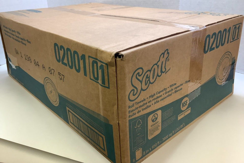 Scott Hard Roll Towels White 8" x 950 ft 6 Rolls/Carton 02001, Free ...