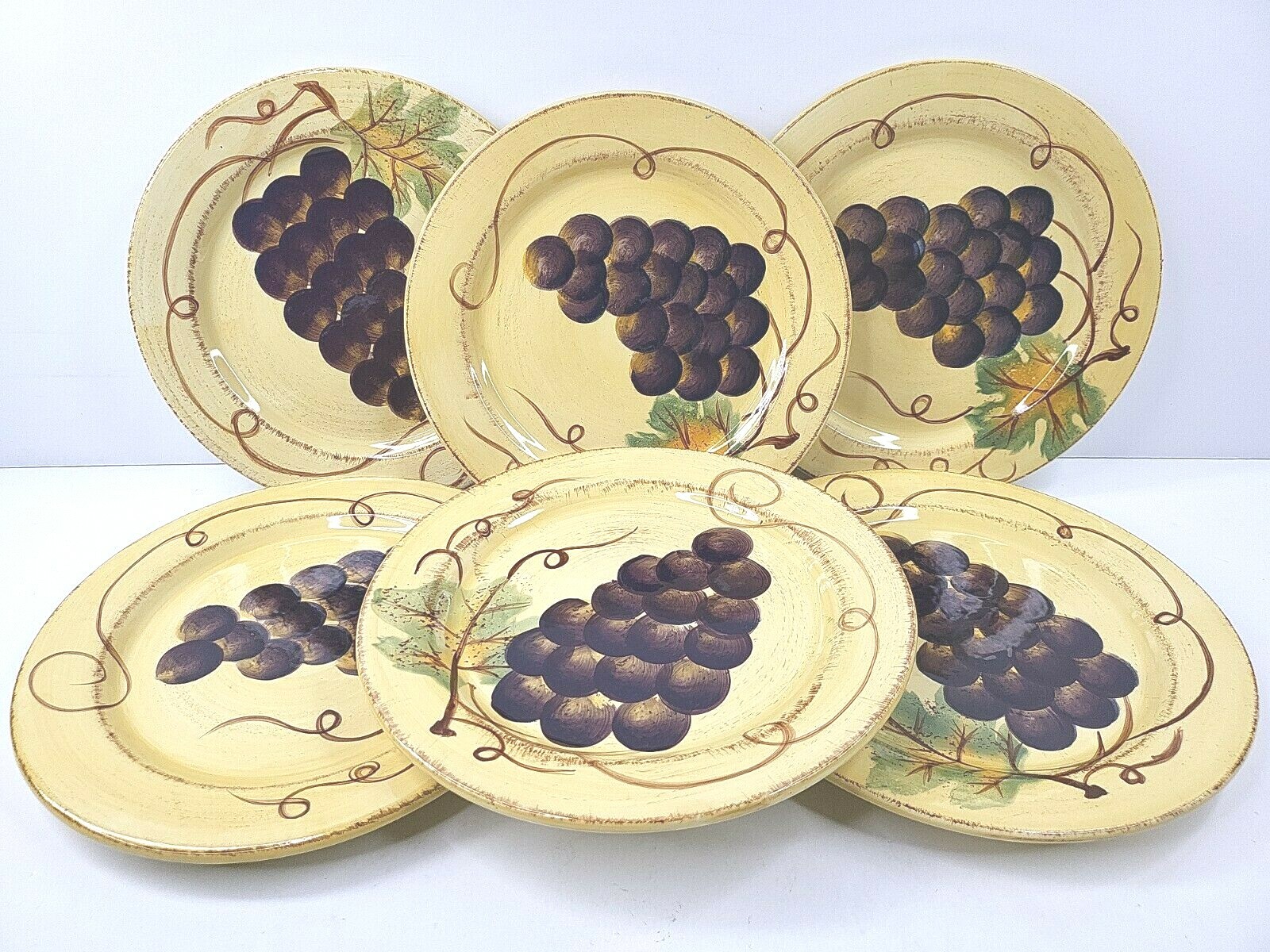 6 Tabletops Unlimited Vino Salad Plates Set Grapes Table Dining Serving ...