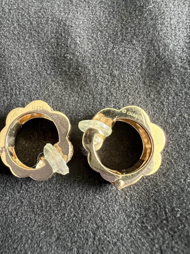Chanel 18k Yellow Gold Earrings “ Profile De Camelia” With Diamonds. | eBay