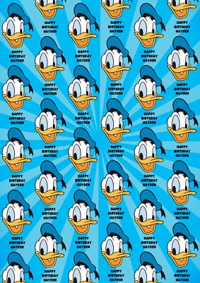 DONALD DUCK Personalised Birthday Gift Wrap - Mickey Mouse - Minnie ...
