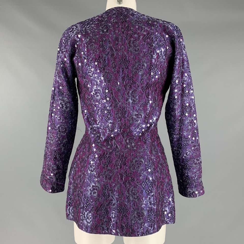 GEOFFREY BEENE Taille M Blazer De Soir En Sequins Violet | eBay