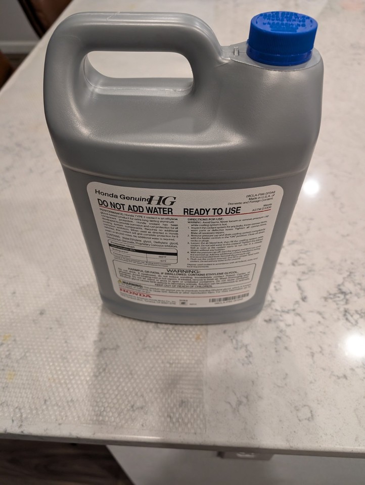 Honda / Acura - 1 Gallon Engine Coolant Antifreeze Type 2 Blue Genuine ...