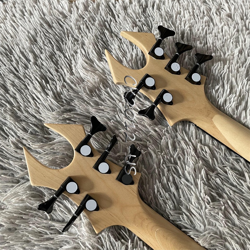 Fretless&Fanned Fret 5+5 Double Neck Electric Bass Guitar Metallic Blue ...