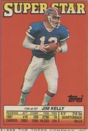 1988 Topps Super Star Sticker Back Cards - Jim Kelly, Tim Harris #34 ...