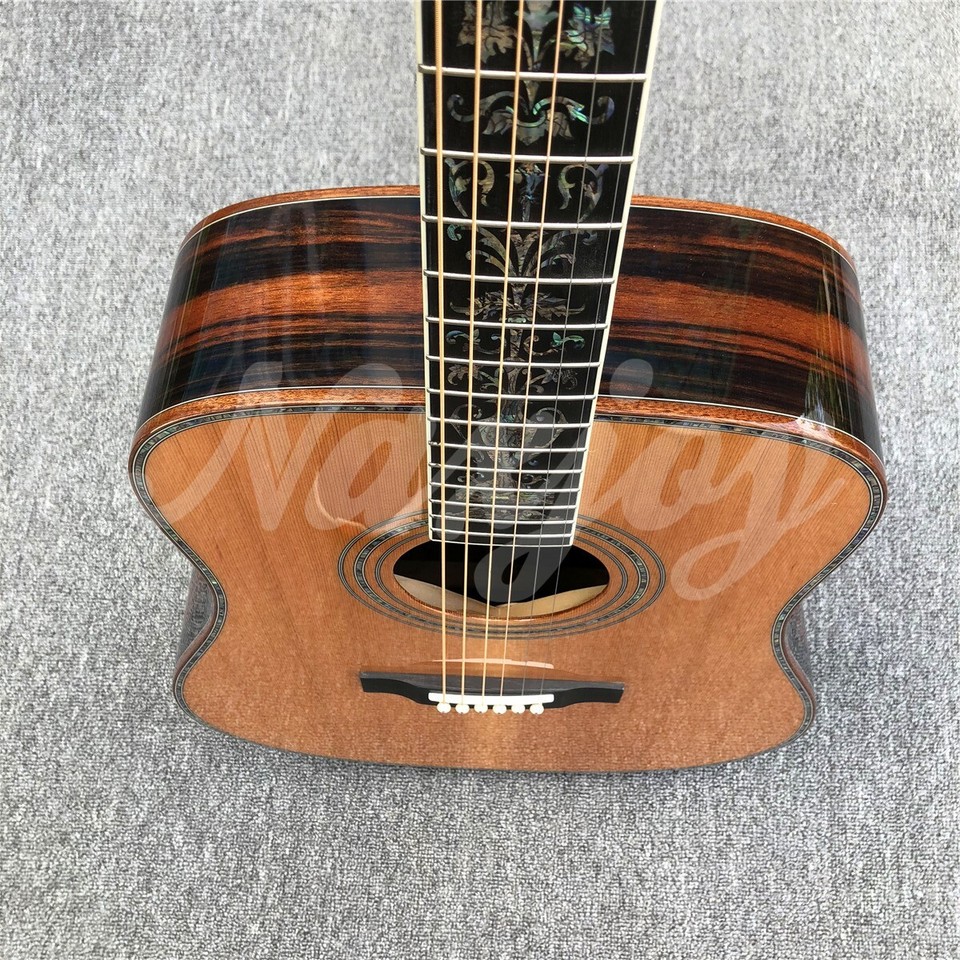 41" D Type Cedar Acoustic Guitar Cocobolo Body Abalone Flowers Inlays ...