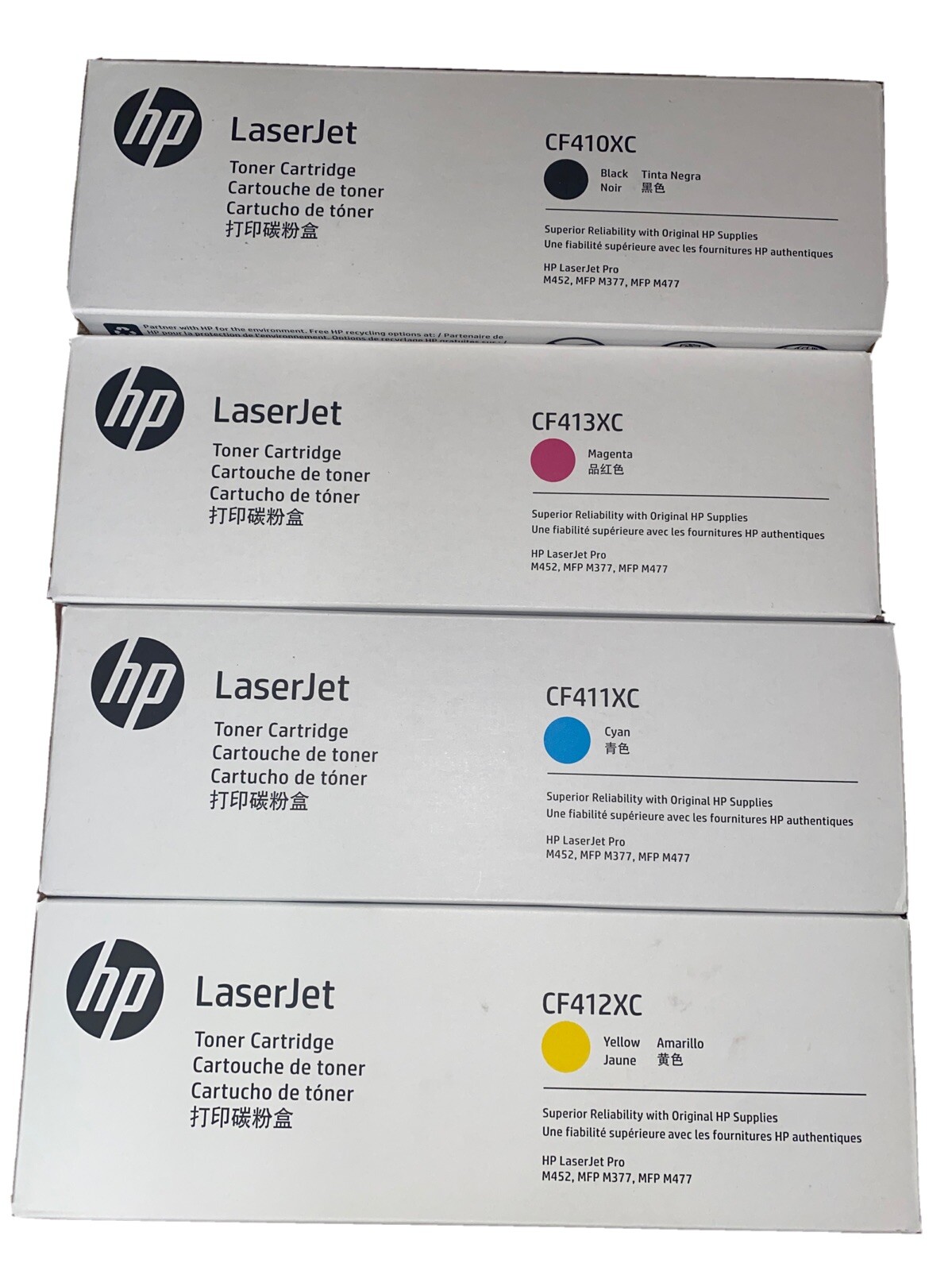 HP LaserJet Toner Set M452DN Black/CF411XC Cyan/CF413XCMagenta ...