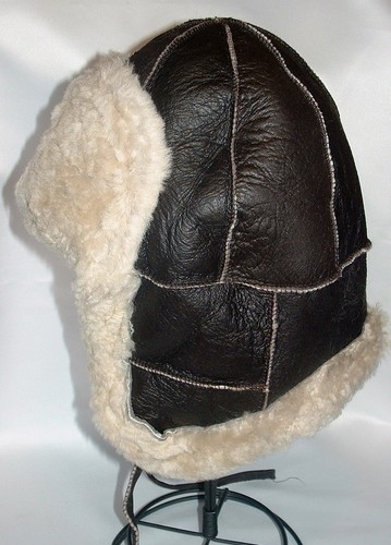 NEW! Sheepskin Shearling Russian Hat ear cover & Mittens Unisex Leather ...