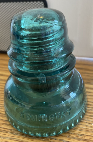 HEMINGRAY No 40 Dark Aqua Blue Green Glass Insulator Tooth Skirt #5 | eBay