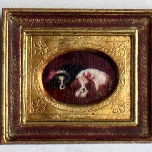 19TH ANTIQUE VINTAGE SUPERB BEAUTIFUL FRENCH MINIATURE PAINTING OF TWO ...