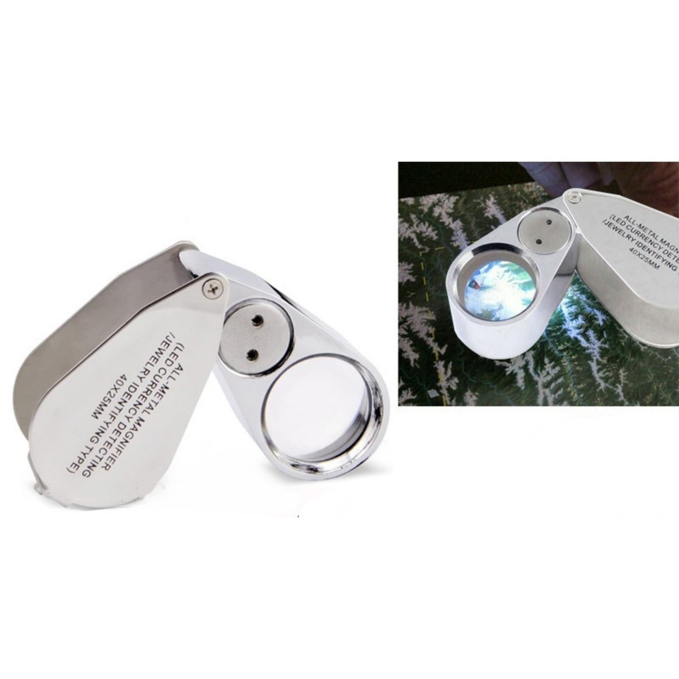Portable Jewelry 40x Magnifier Eye Pocket Magnifying Glass LED Light ...