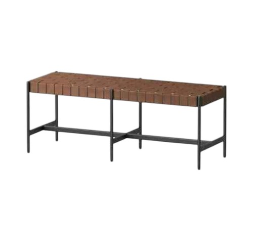 Woven Faux Leather with Metal Base Bench Brown - Threshold ...