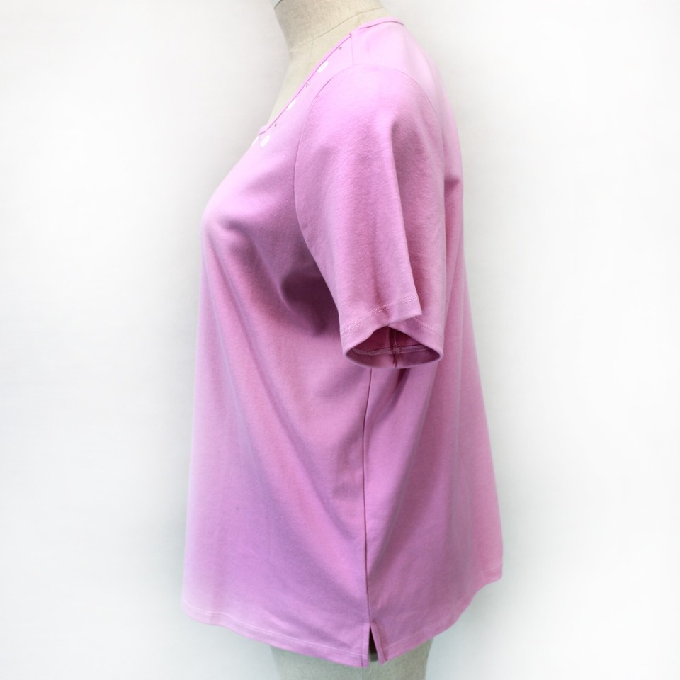 Quacker Factory Plus Lavender Square-Neck Shine Neck Details Top Tee 2X ...