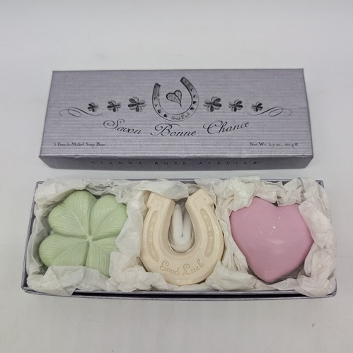 GIANNA ROSE ATELIER SAVON BONNE CHANCE 4 LEAF CLOVER HORSESHOE & HEART ...