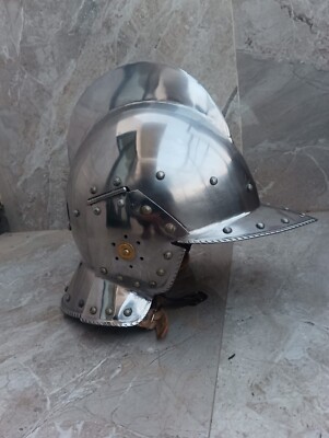 18GA Medieval Knight European Closed Burgonet Armour Helmet ...