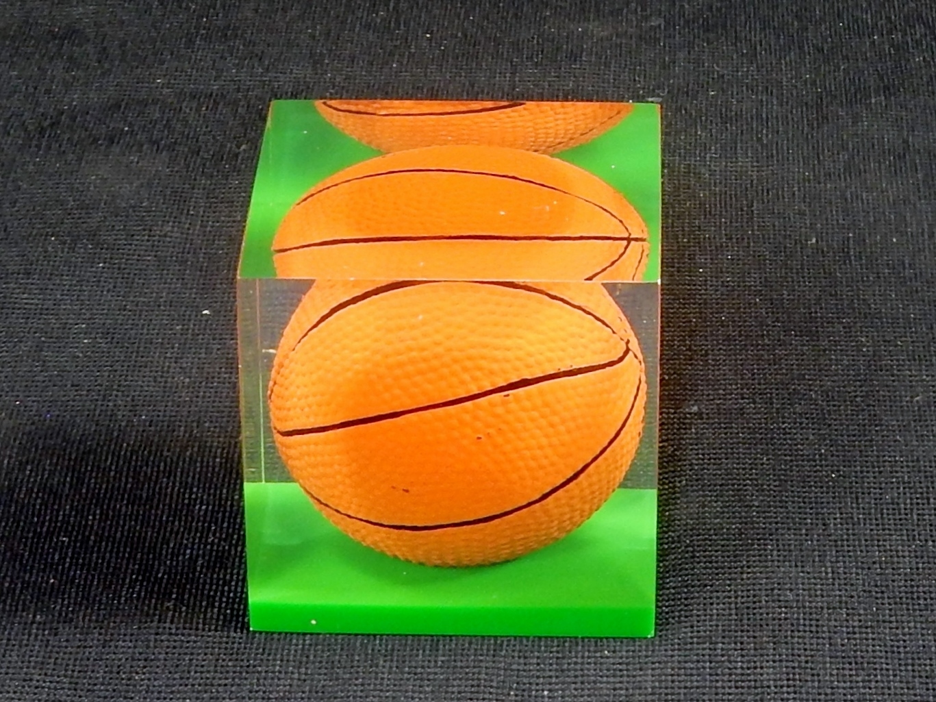 Acrylic Paperweight, Sports Ball ~ 1.75" Cube, 3.5 oz/100 g, Basketball ...