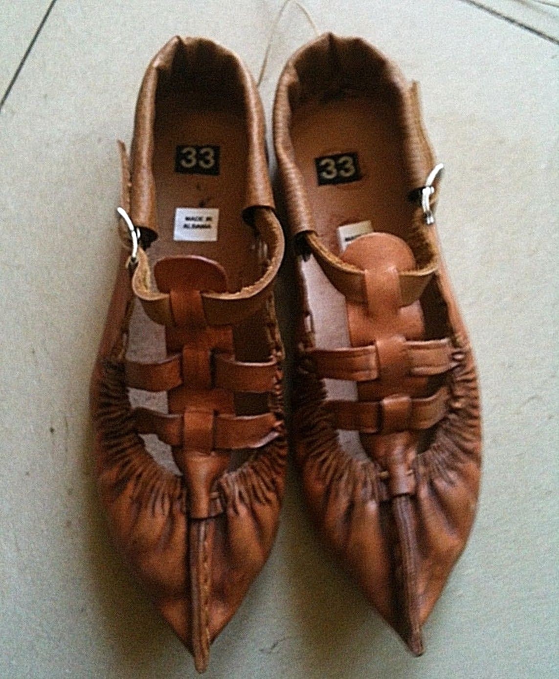 NEW ORIGINAL HANDCRAFTED LEATHER SHOES UNISEX-FOLK SANDALS OPINGA-SIZE ...