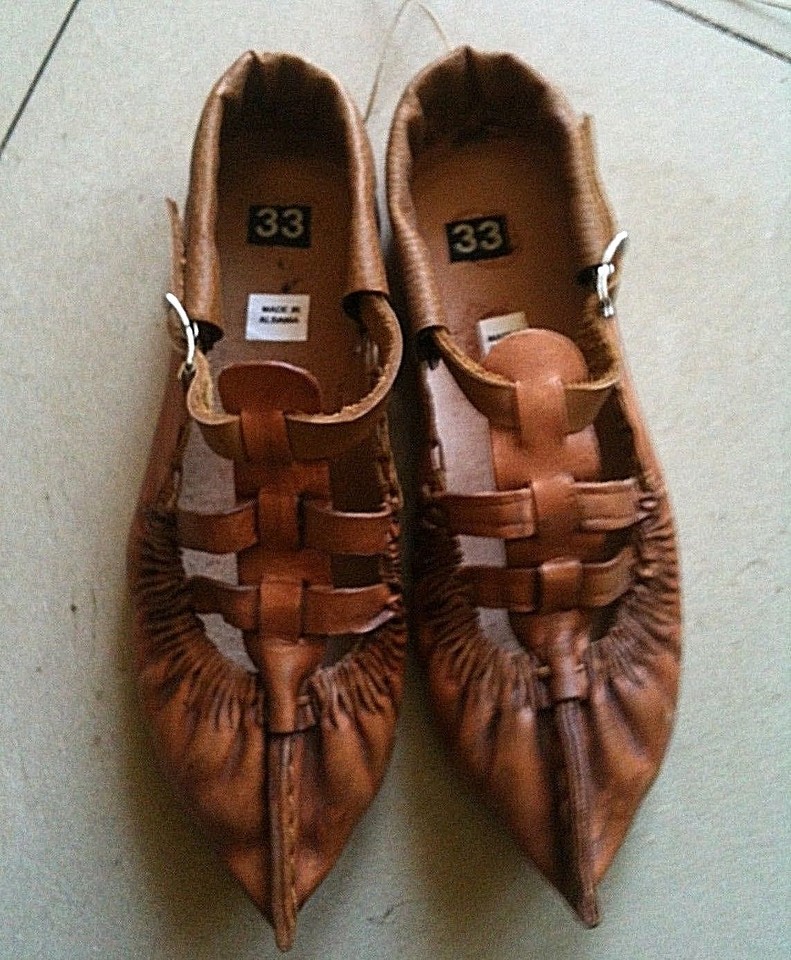 NEW ORIGINAL HANDCRAFTED LEATHER SHOES UNISEX-FOLK SANDALS OPINGA-SIZE ...