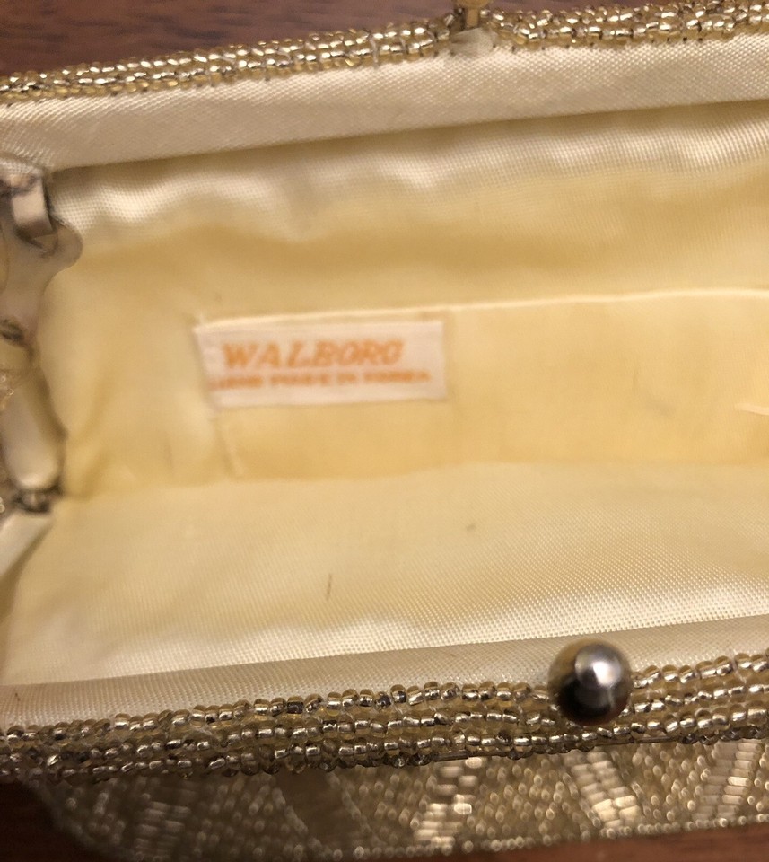 Vintage Walborg Gold Beaded Small Evening Bag Hand Made In Korea 7"x 5 ...