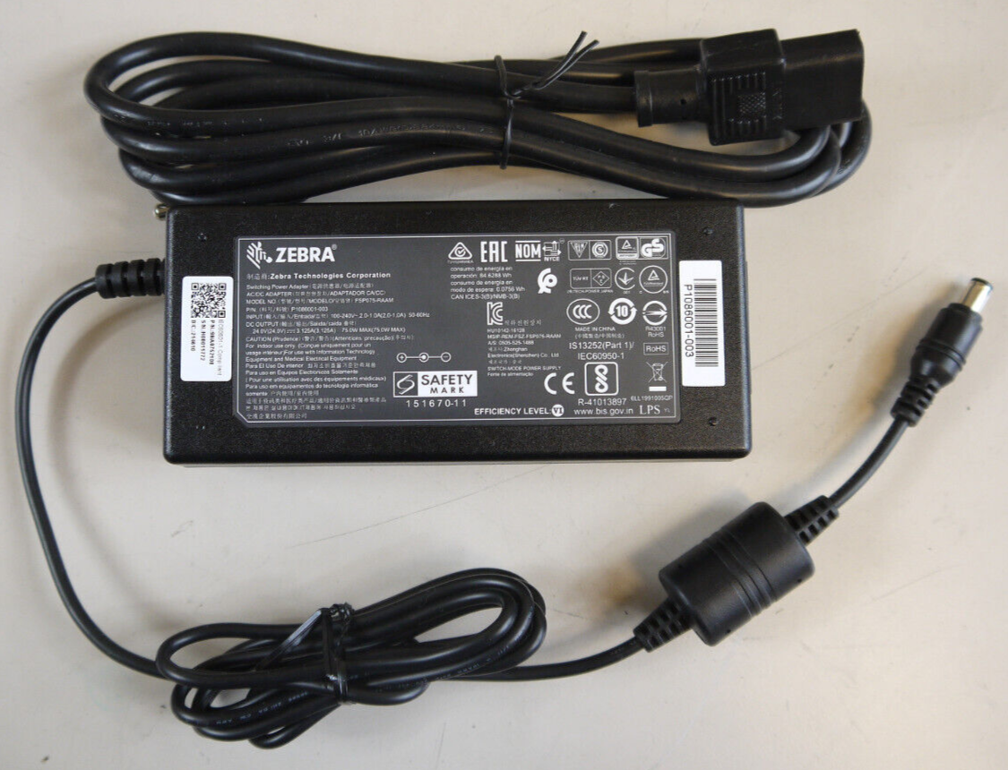 Zebra P1076001-006 3.125A AC/DC Thermal Printer Power Adapter for sale ...