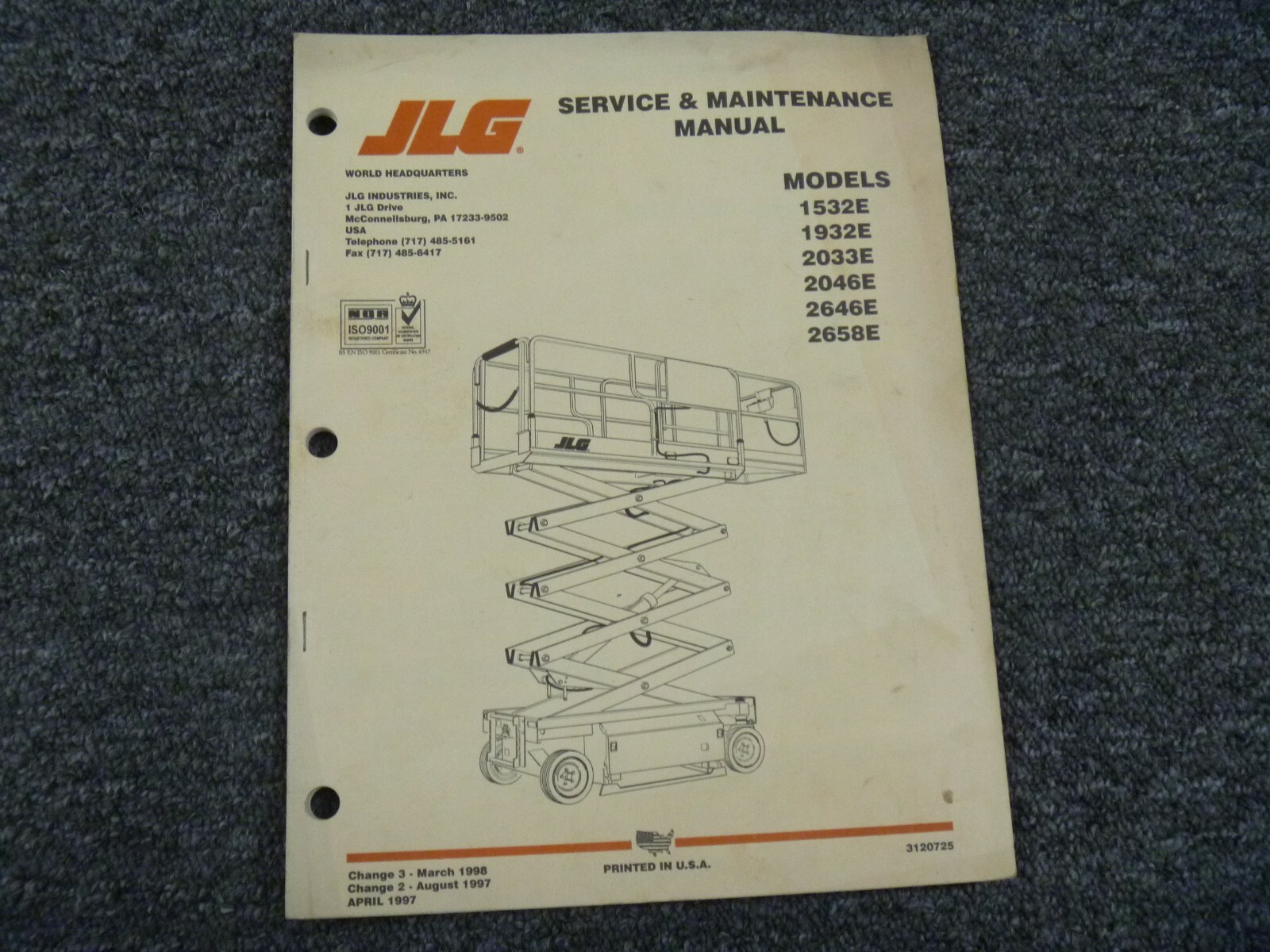 JLG 1532E Scissor Lift Work Platform Shop Service Repair & Maintenance ...