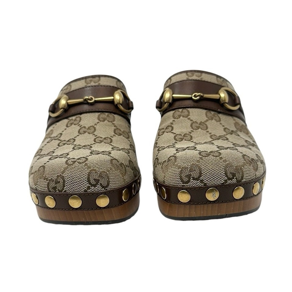 Gucci Quentin Clogs GG Supreme Canvas Horsebit Studded Shoes Size 37 | eBay
