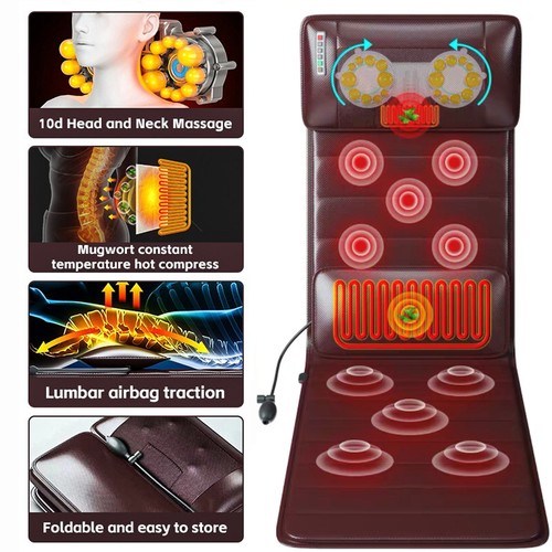 Full Body Massage Mat w/ Heat Shiatsu Neck Back Massager Cushion Pad ...