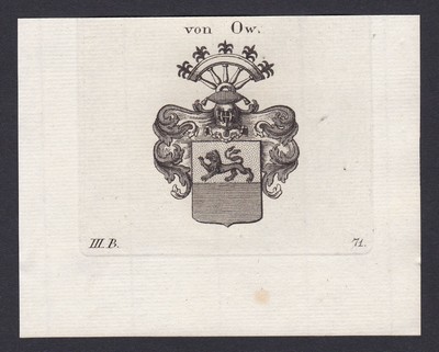 1820 Ow Swabia Emblem Nobility Coat of Arms Heraldry Copperplate ...
