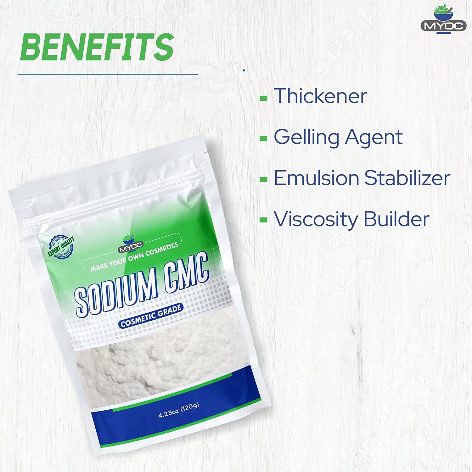 MYOC Sodium CMC Powder 4.23oz (120g) | Cosmetic Thickener & Stabilizer ...