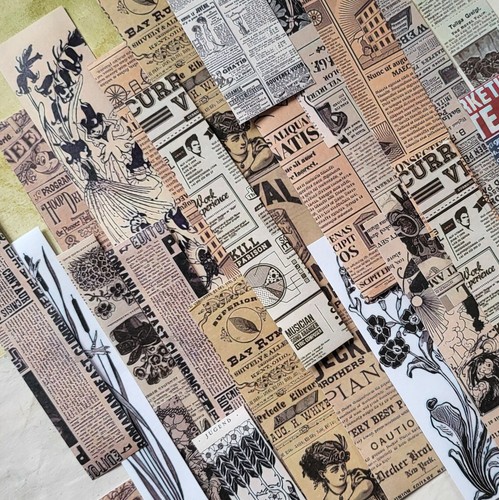 Retro vintage newspaper magazine adds Junk Journal Stickers Stripe 40 ...