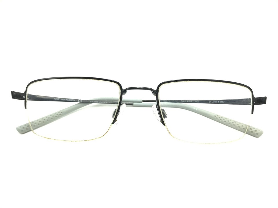 NIKE Flexon 4195 003 Shiny Black Half-Rimless Metal Eyeglasses Frames ...