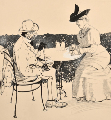 Beim Kaffee im Garten 1906 | Zeichnung von Ferdinand Götz | Für die ...