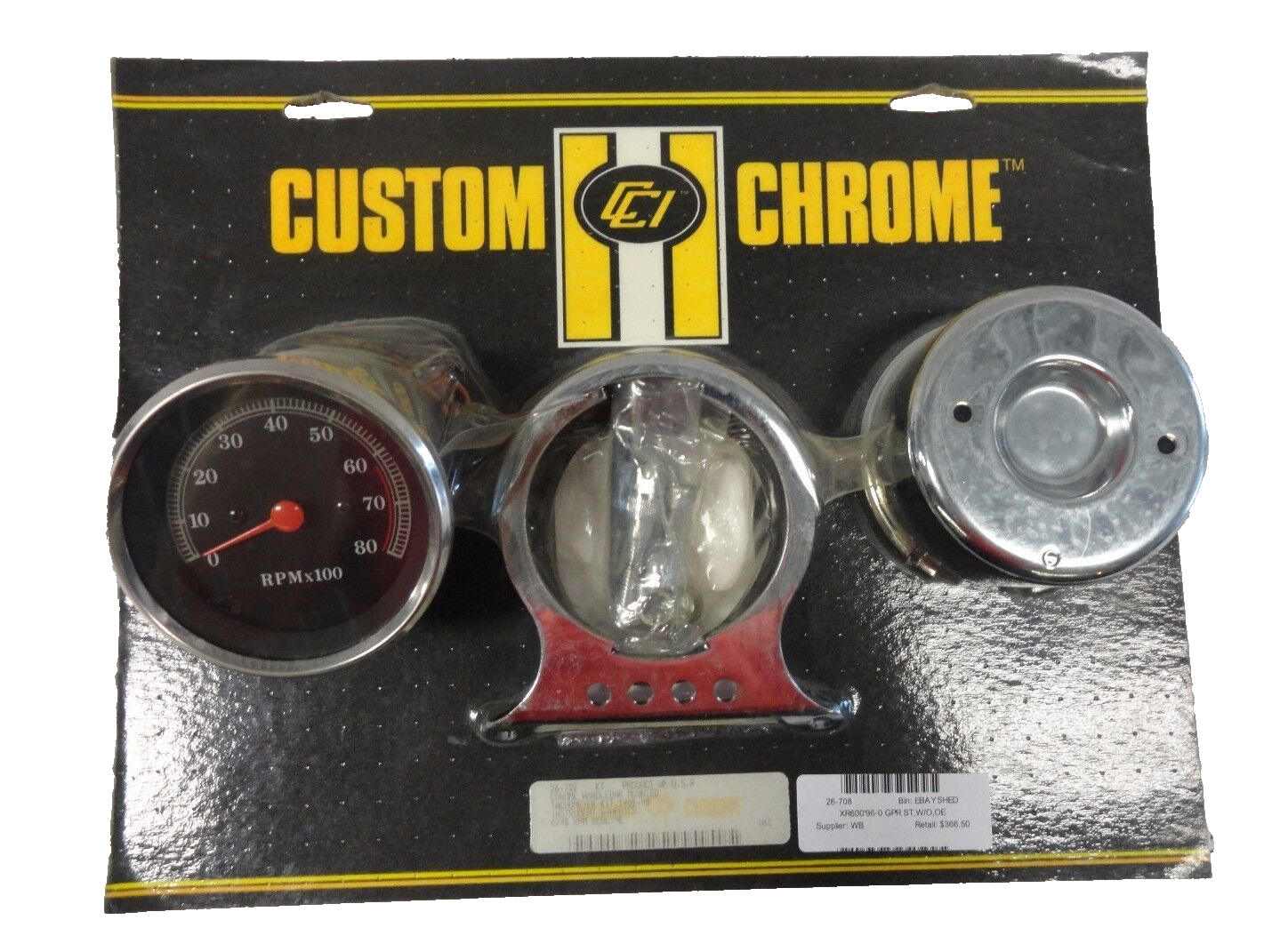 Custom Chrome Handlebar Mounted Tachometer Kit for Harley Davidson 26 ...