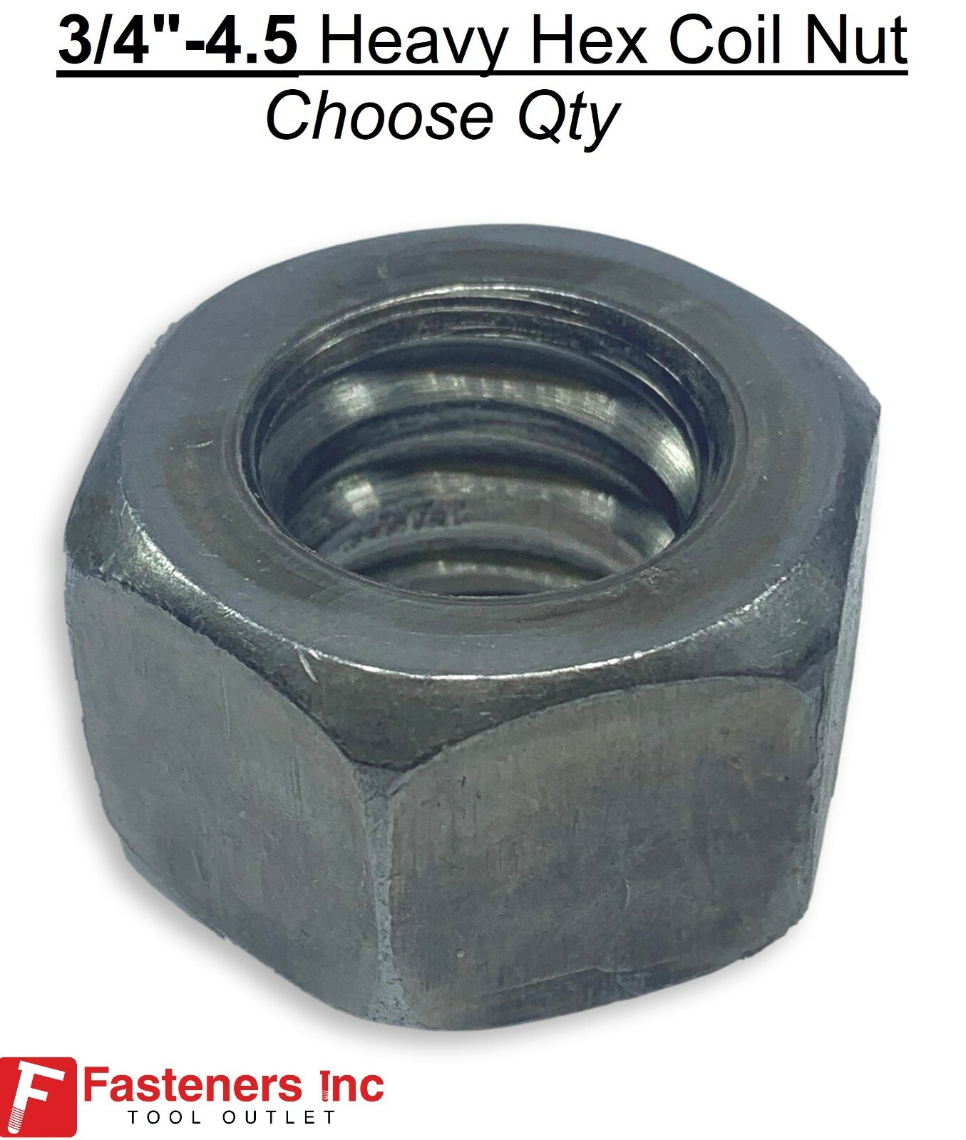 3/4"-4.5 Heavy Hex Coil Nuts Plain (Choose Package Qty) Coil Thread | eBay