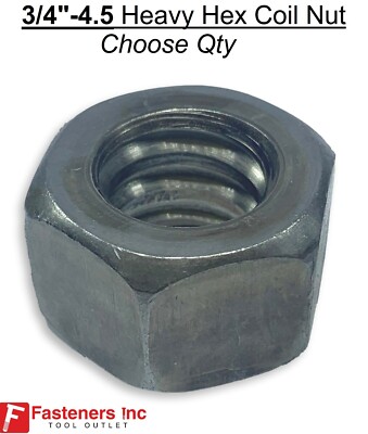 3/4"-4.5 Heavy Hex Coil Nuts Plain (Choose Package Qty) Coil Thread | eBay