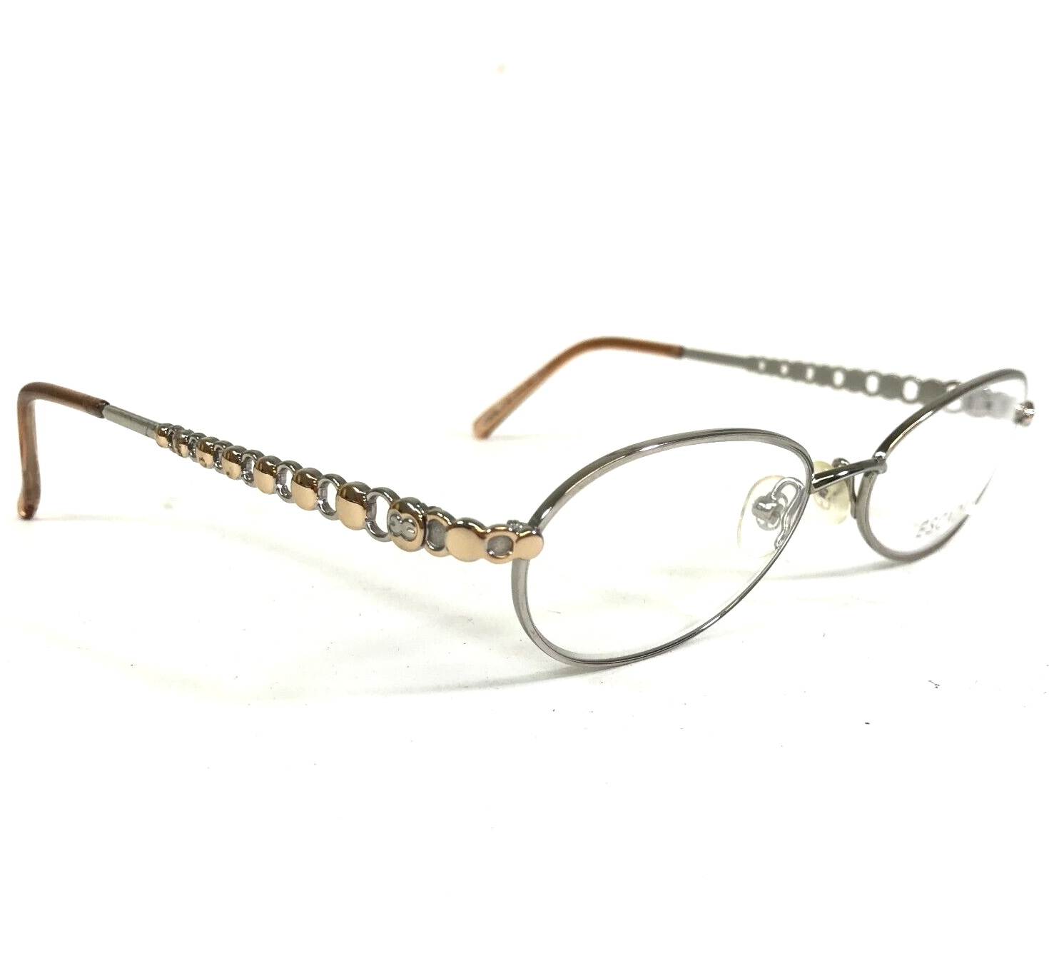 Escada Eyeglasses Frames E0376 GCA Silver Gold Round Wire Rim 52-17-135 ...