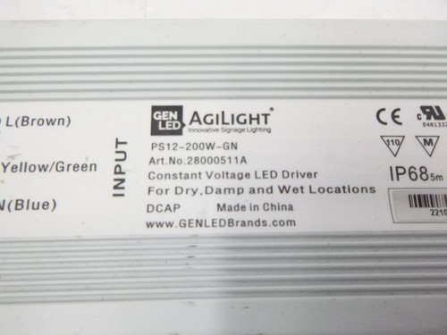 AgiLight PS12-200W-GN Constant Voltage LED Power Supply Driver 220-240V ...