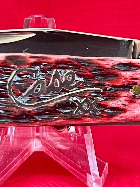 2001 WR Case Silver Script Cranberry Bone Trapper Knife w/2 blades ...