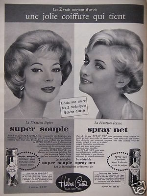 PUBLICITÉ 1960 SPRAY HELENE CURTIS UNE COIFFURE QUI TIENT - ADVERTISING ...
