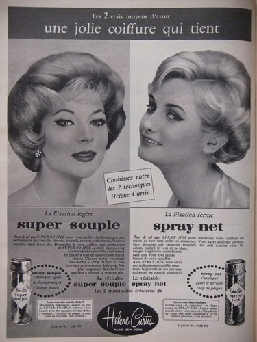 PUBLICITÉ 1960 SPRAY HELENE CURTIS UNE COIFFURE QUI TIENT - ADVERTISING ...