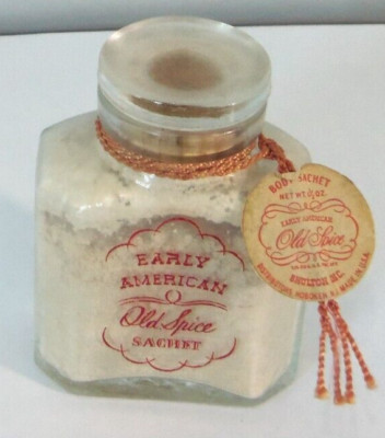 VINTAGE OLD SPICE EARLY AMERICAN SACHET - FULL UNOPENED GLASS BOTTLE ...