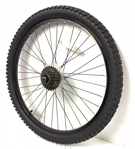 24" Rear Bicycle Wheel Black 6-Speed Freewheel 1.95" Tire Mountain Bike ...