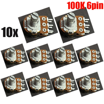 10PCS B100K 100K WH148 15mm 6 Pin Dual Stereo Linear Potentiometer ...