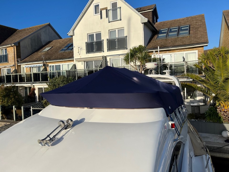 FAIRLINE PHANTOM 40 FLYBRIDGE COVER. *NEW* ARMADA NAVY PU ACRYLIC BOAT ...
