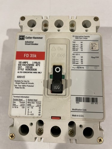 Eaton Cutler-Hammer FD35k 100 Amp Circuit Breaker FD3100 | eBay