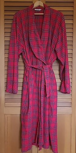 MAGEE IRELAND Robe Men XXL Red Tartan Plaid Flannel Cotton Belted Deep ...